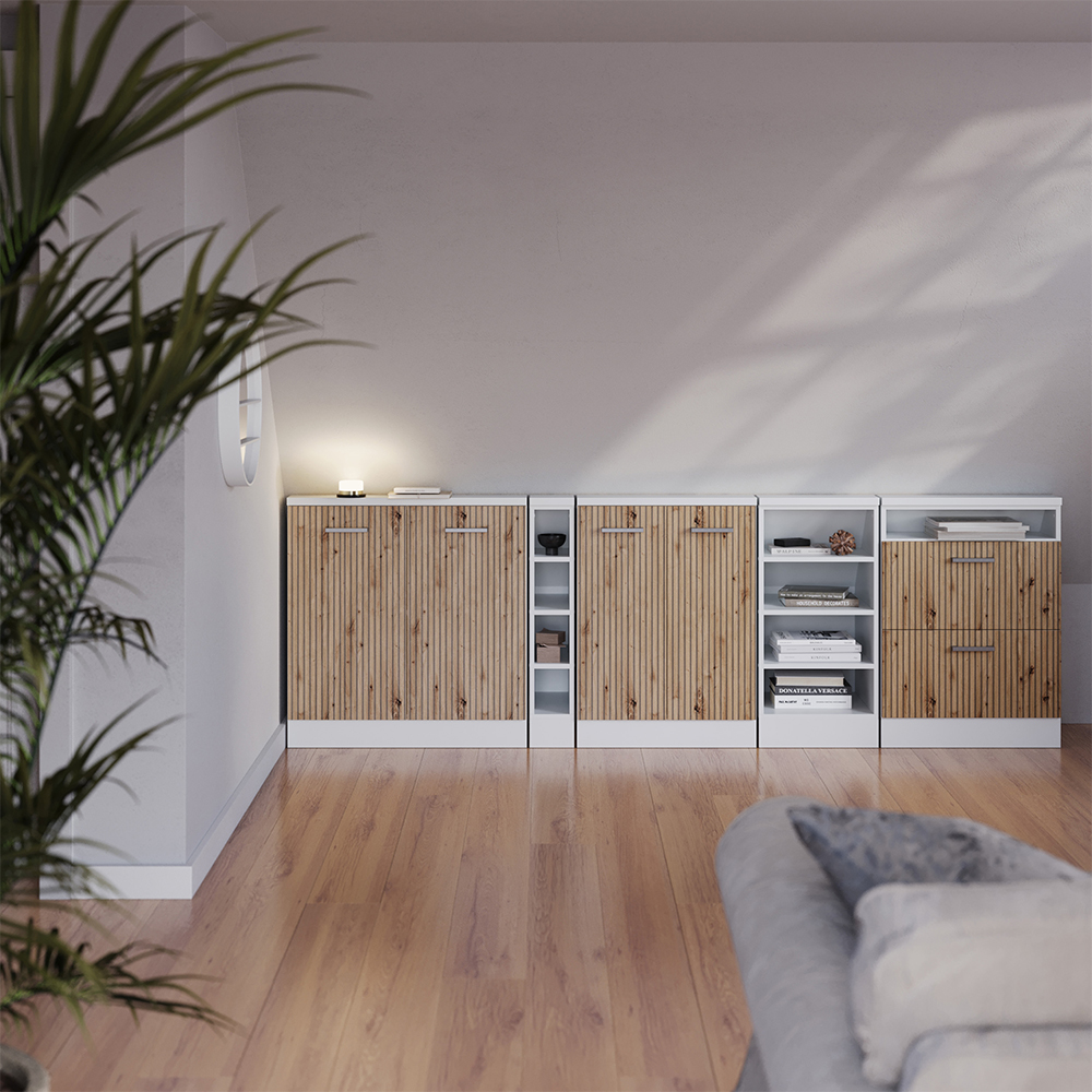 Køkkenskab til skrå væg R-Line Håndværker egetræ 60 cm med 2 døre Vicco ...